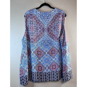 Mosaic | Tops | Kenar Tank Top Plus 3x Blue Multi Mosaic Floral Vneck ...